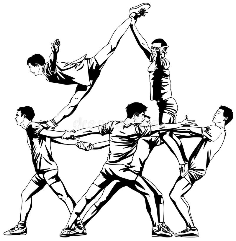 Acrobatic pyramid stock vector. Illustration of little - 43712808