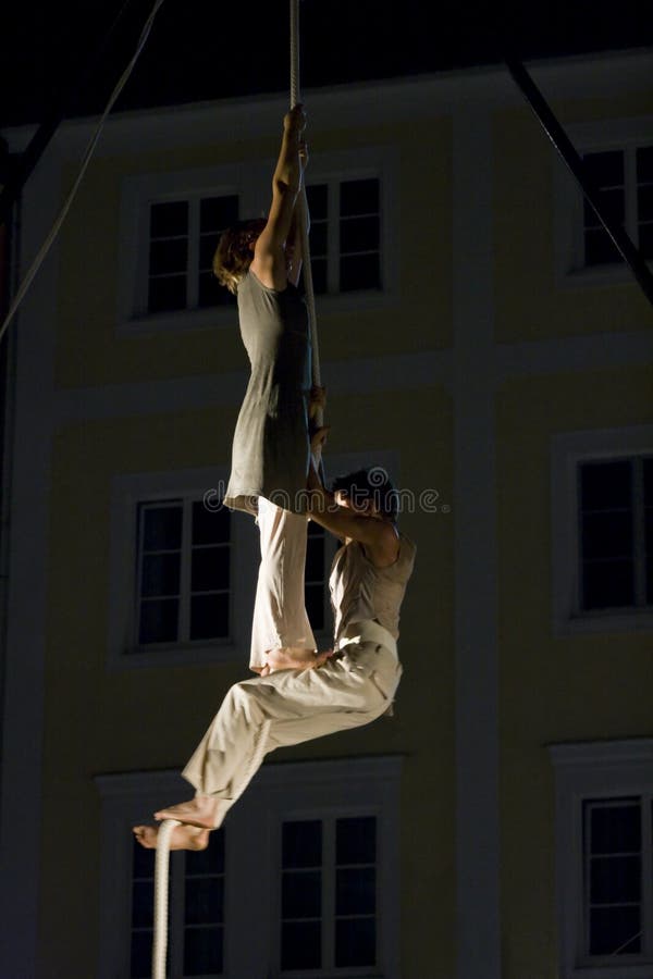 Acrobats On A Rope On Arena Of The Great Moscow State Circus Editorial ...