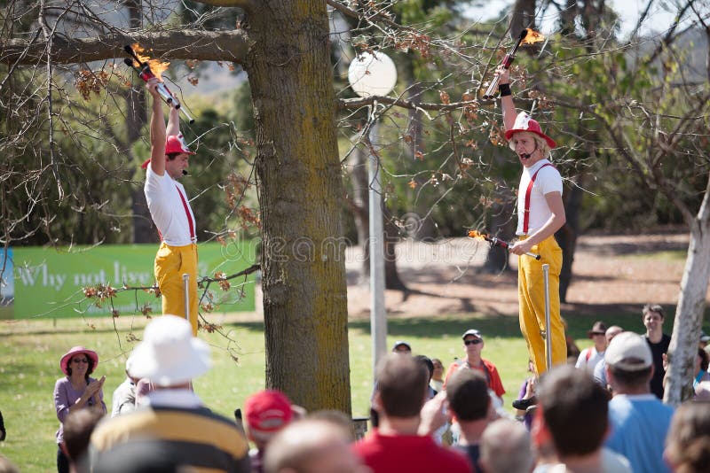 Acrobats and Flame Jugglers Busking Editorial Stock Image - Image of ...
