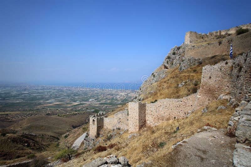 Acrocorinth the Ancient Corinth Stock Image - Image of byzantine, sunny ...