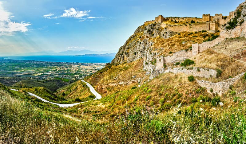 Acrocorinth, Upper Corinth, the Acropolis of Ancient Corinth, Stock ...