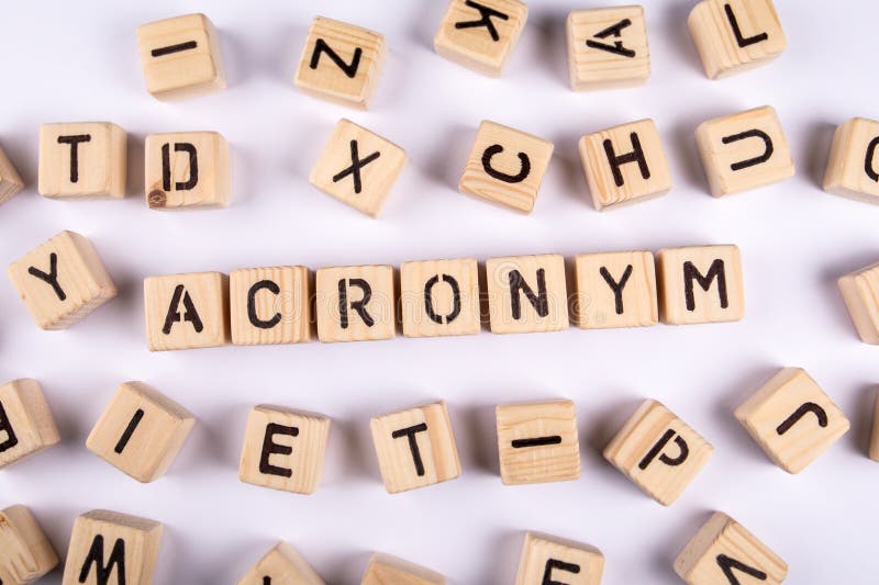 ACRONYM Concept. Wooden Alphabet Blocks on a White Background Stock ...