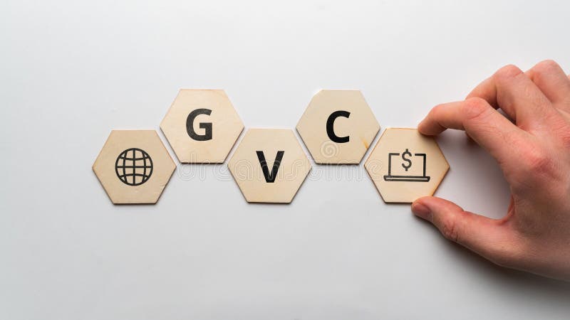 Acronym GVC or Global Value Chain. Icons on Wooden Forms. Stock Photo ...