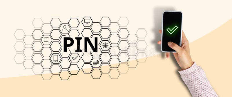 Acronym PIN or Personal Identification Number. Hand Holding Smartphone ...
