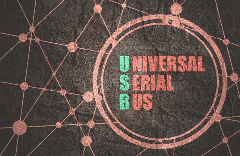 Acronym USB - Universal Serial Bus in Circle. Stock Illustration ...