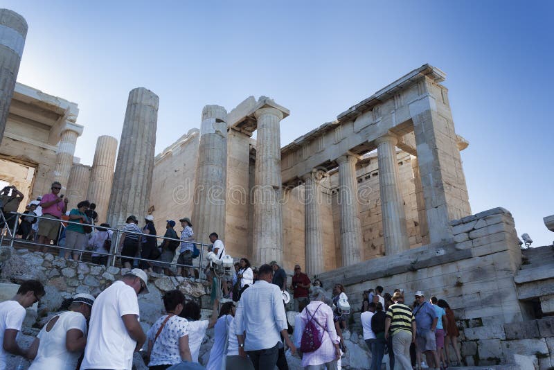 At the Acropolis of Athens is always Crowded Editorial Stock Image ...