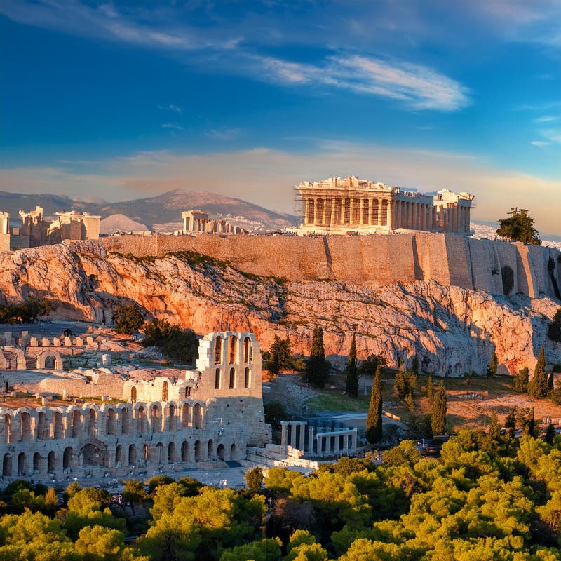 Acropolis in Athens, AI Generated Stock Illustration - Illustration of ...