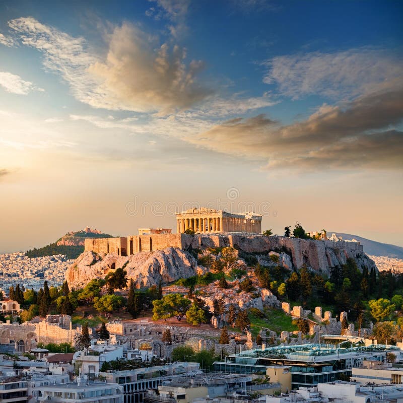 Acropolis in Athens, AI Generated Stock Illustration - Illustration of ...