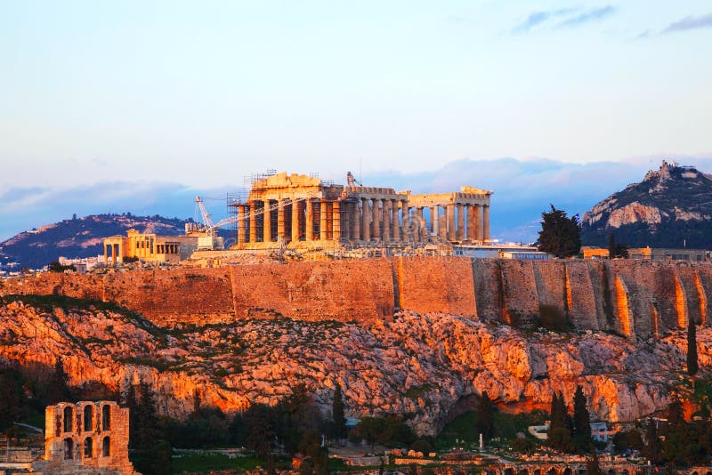 Acropolis in Athens, Greece in the Evening Stock Photo - Image of ...