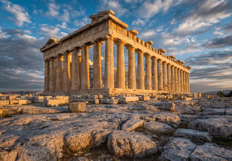 On the Acropolis in Athens, Greece Stands the Parthenon at Sunset Stock ...