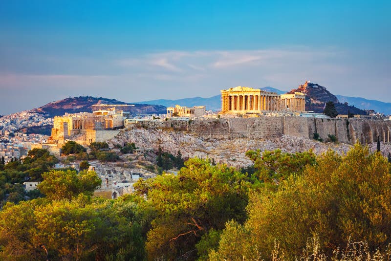 Acropolis at sunset stock photo. Image of greek, international - 13955734