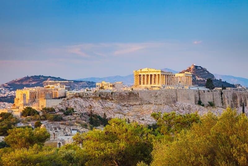 View on Acropolis at night stock photo. Image of architecture - 14545074