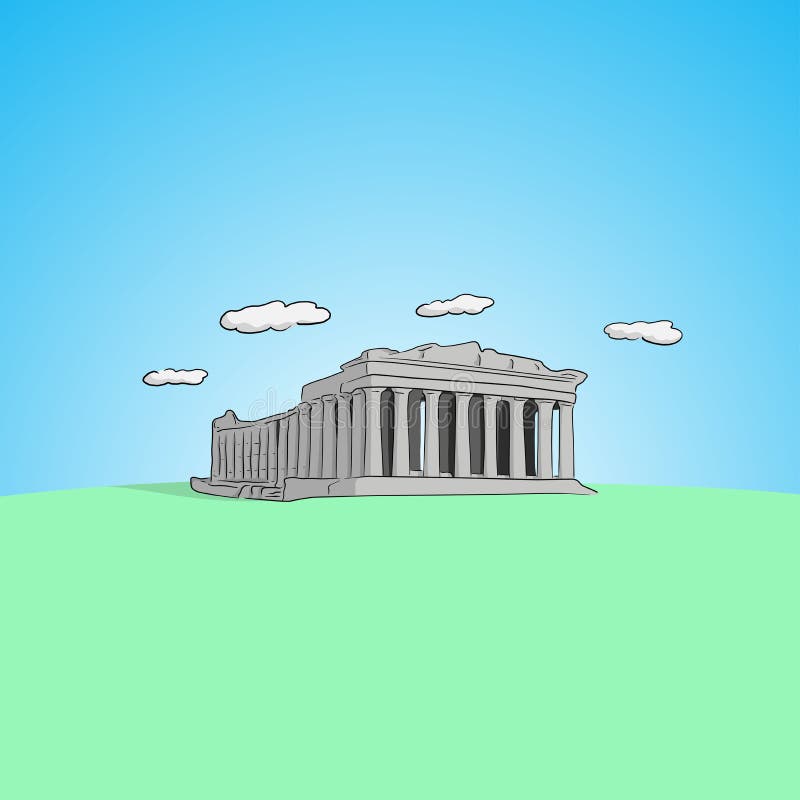 Acropolis Hand-drawn Comic Illustration. Acropolis. Vector Doodle Style ...