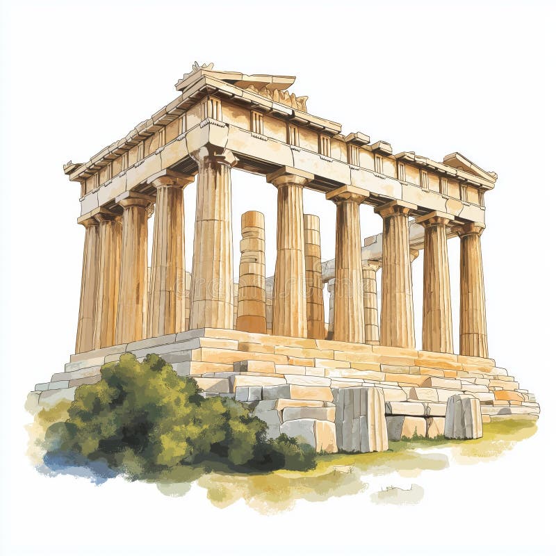Acropolis of Athens. Acropolis of Athens Hand Drawn Watercolor ...