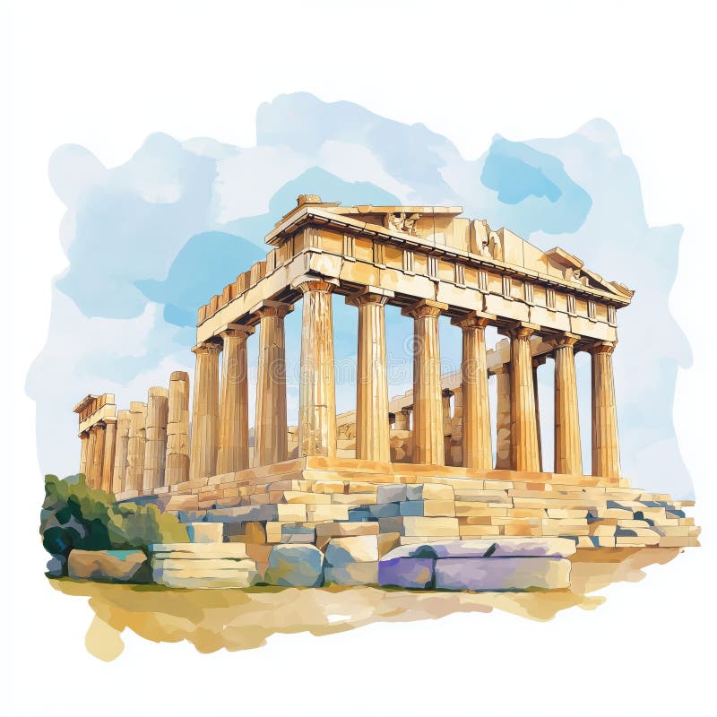Acropolis of Athens. Acropolis of Athens Hand Drawn Watercolor ...