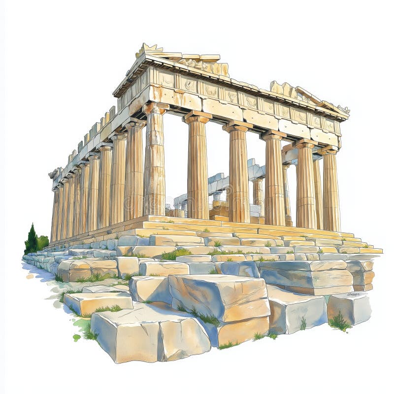Acropolis of Athens. Acropolis of Athens Hand Drawn Watercolor ...