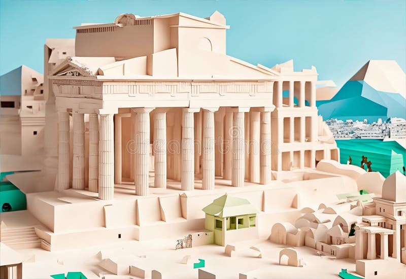 Acropolis of Athens Paper Art. Generate Ai Stock Illustration ...