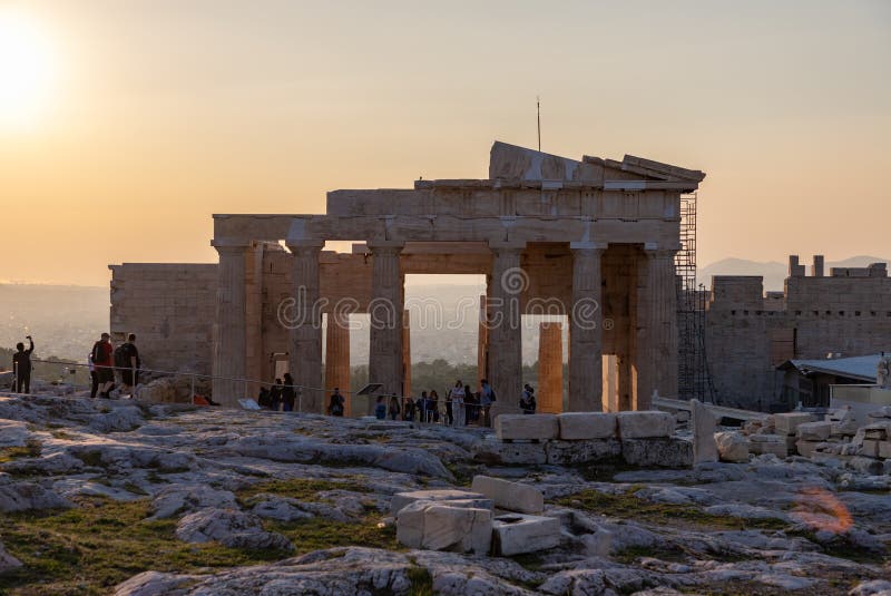 Acropolis of Athens - Propylaea at Sunset Editorial Photo - Image of ...