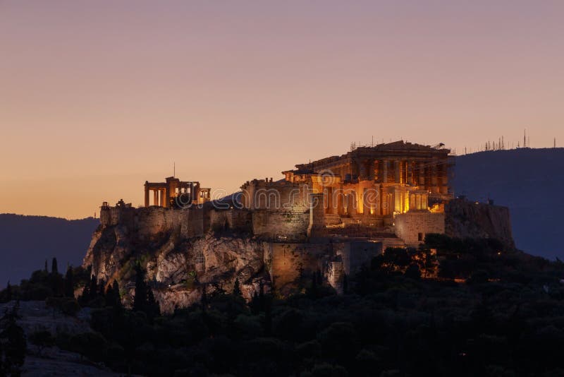 Acropolis of Athens at Sunrise Stock Photo - Image of archaeological ...