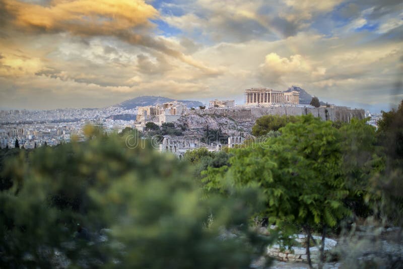 Acropolis of Athens at Sunset Stock Photo - Image of famous, attraction ...