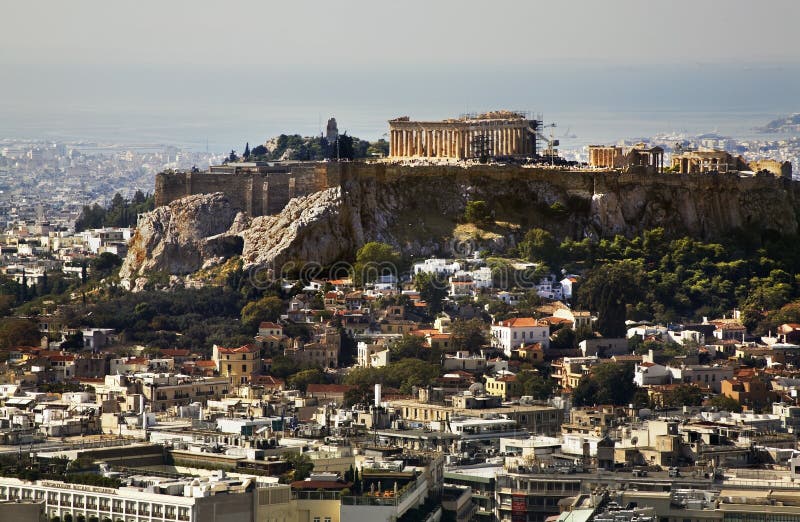 Acropolis of Athens Town. Greece Stock Image - Image of mountain ...