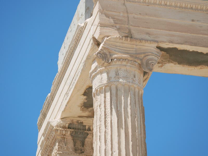 Acropolis Column Close Up at the Sky Background Editorial Photography ...