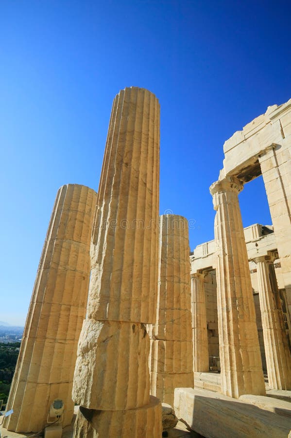 Acropolis columns, athens stock image. Image of construction - 11391771