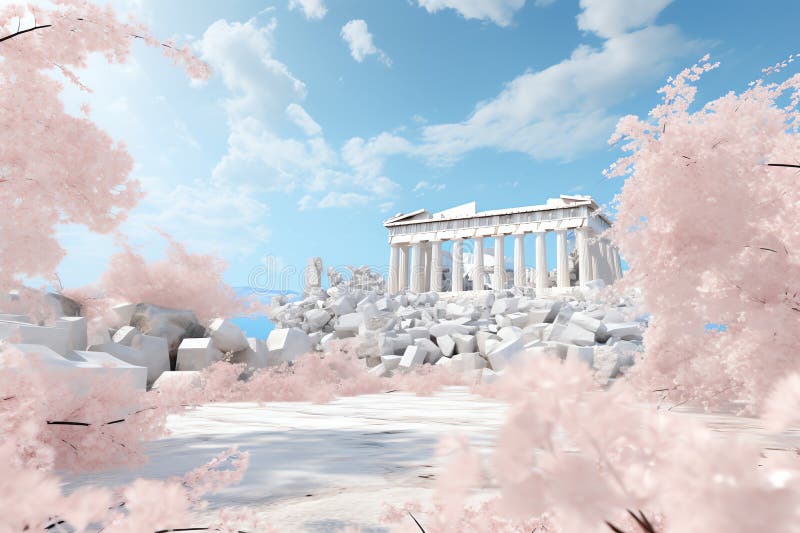 Acropolis Greek Landscape Background Stock Illustration - Illustration ...