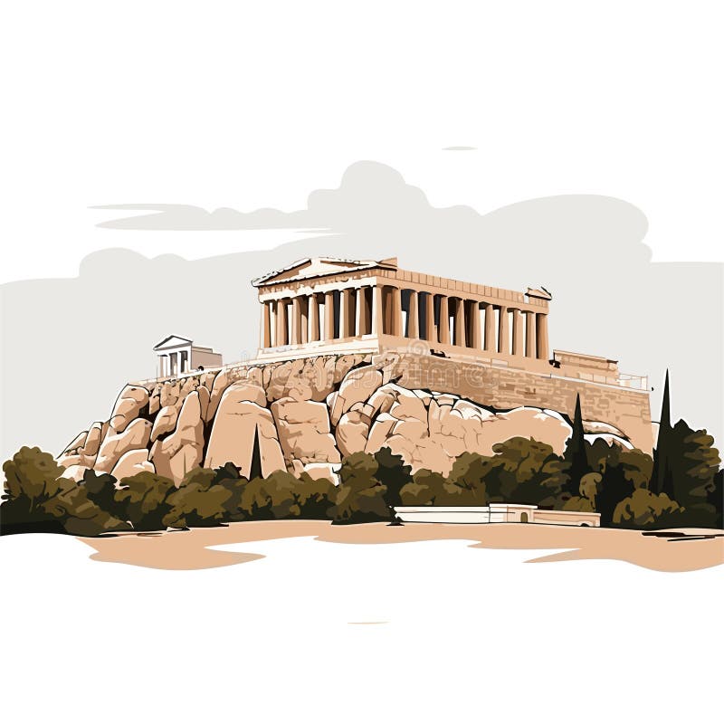 Acropolis Hand-drawn Comic Illustration. Acropolis. Vector Doodle Style ...