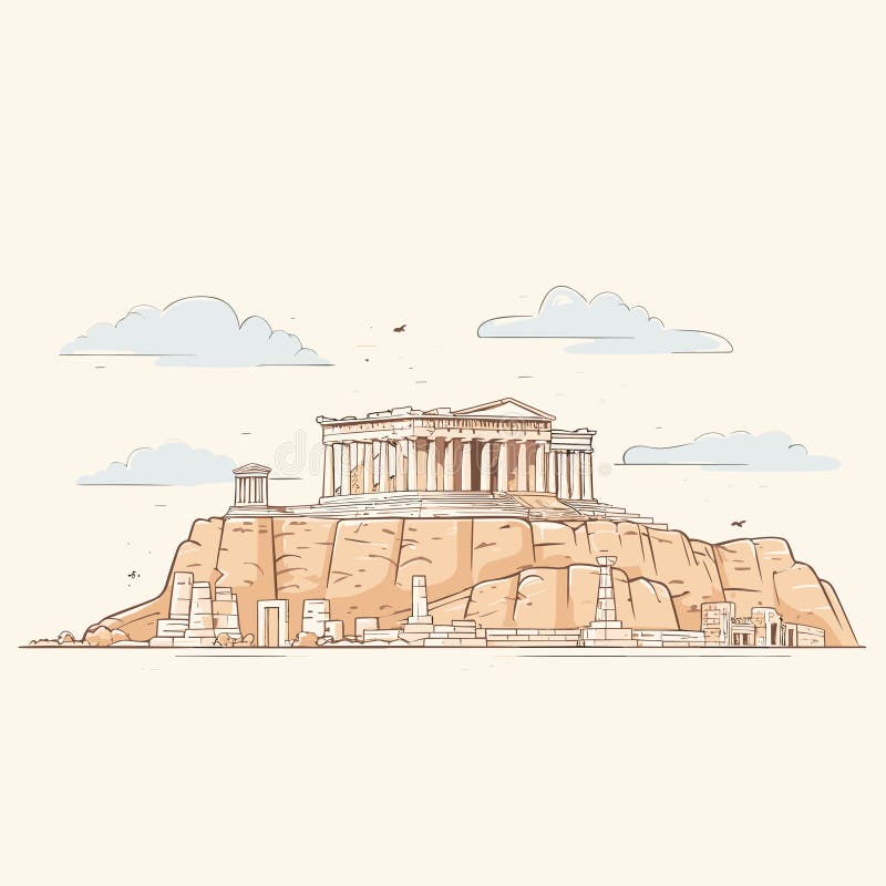 Acropolis Hand-drawn Comic Illustration. Acropolis. Vector Doodle Style ...