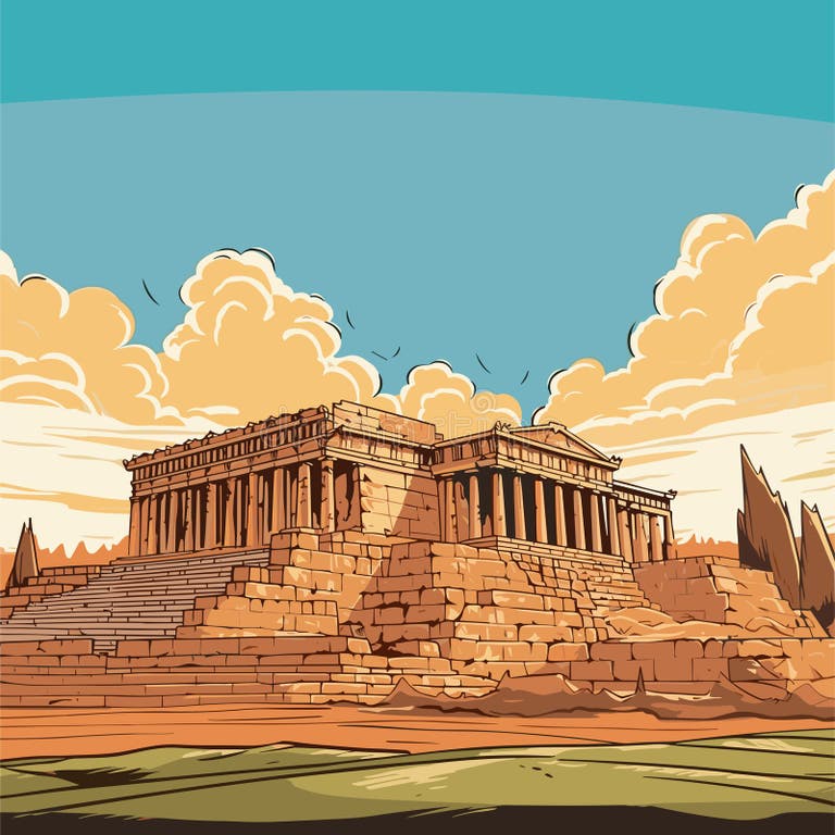 Acropolis Hand-drawn Comic Illustration. Acropolis. Vector Doodle Style ...