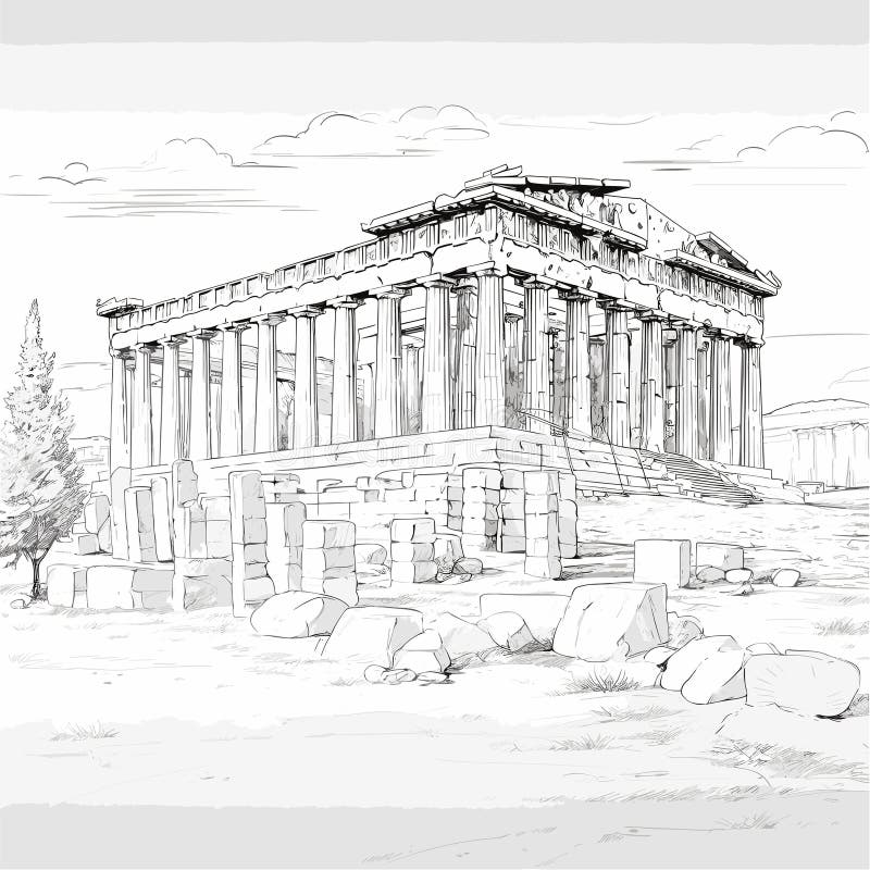 Acropolis Hand-drawn Comic Illustration. Acropolis. Vector Doodle Style ...