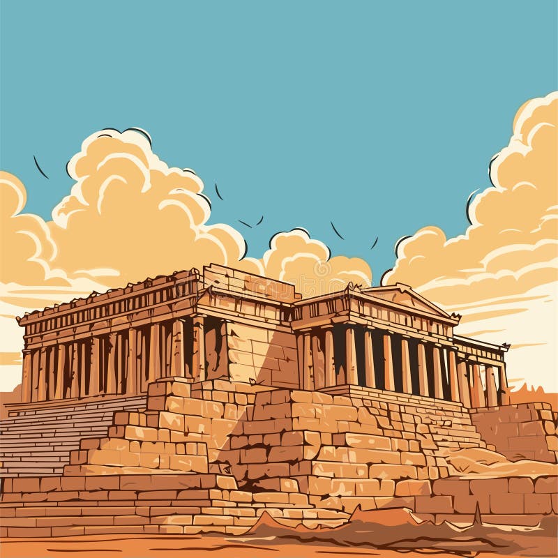 Acropolis Hand-drawn Comic Illustration. Acropolis. Vector Doodle Style ...