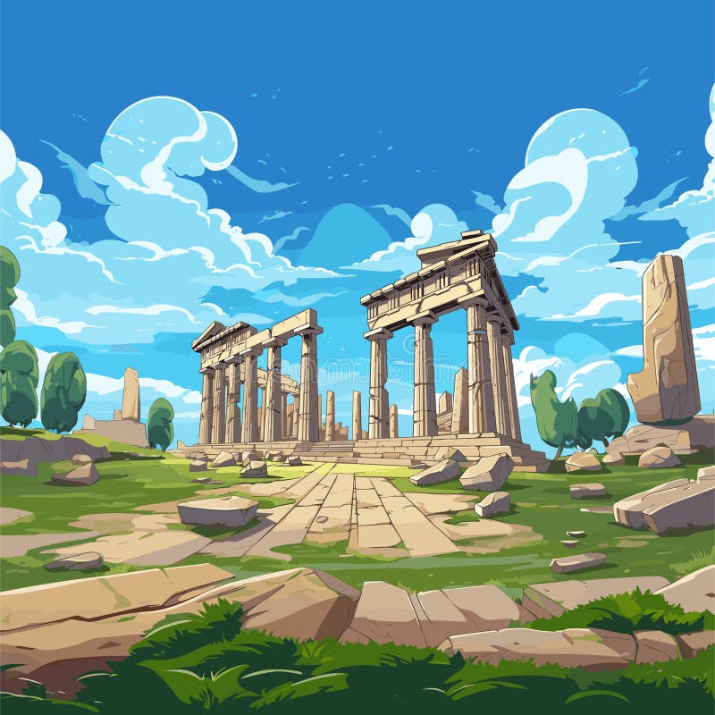 Acropolis Hand-drawn Comic Illustration. Acropolis. Vector Doodle Style ...