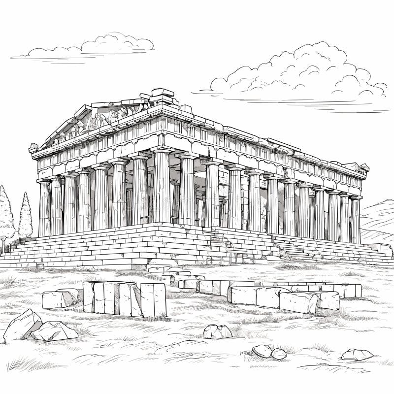 Acropolis Hand-drawn Comic Illustration. Acropolis. Vector Doodle Style ...