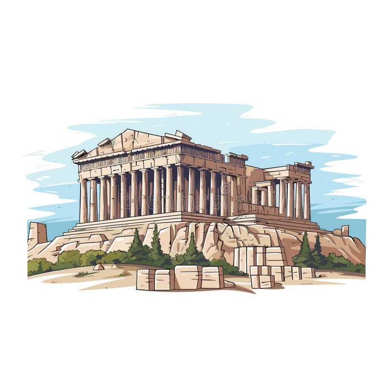 Acropolis Hand-drawn Comic Illustration. Acropolis. Vector Doodle Style ...