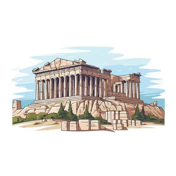 Acropolis Hand-drawn Comic Illustration. Acropolis. Vector Doodle Style ...