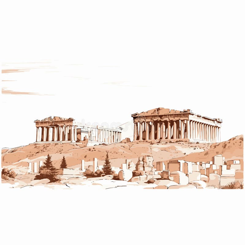 Acropolis Hand-drawn Comic Illustration. Acropolis. Vector Doodle Style ...