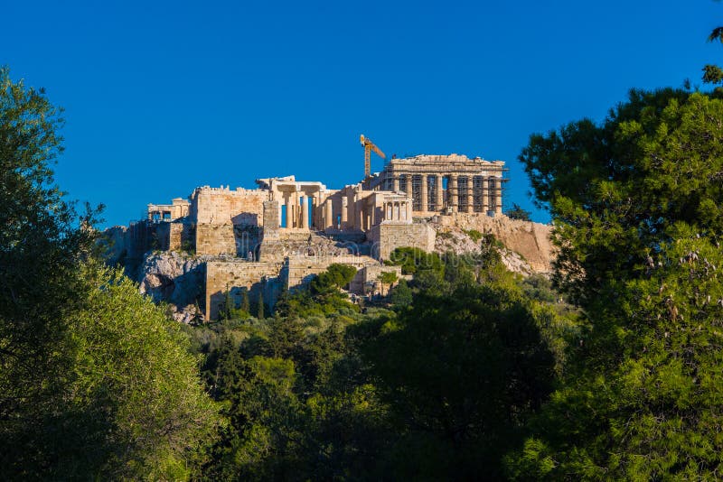 Panoramic View of the Acropolis Hill in Athens Greece Stock Photo ...