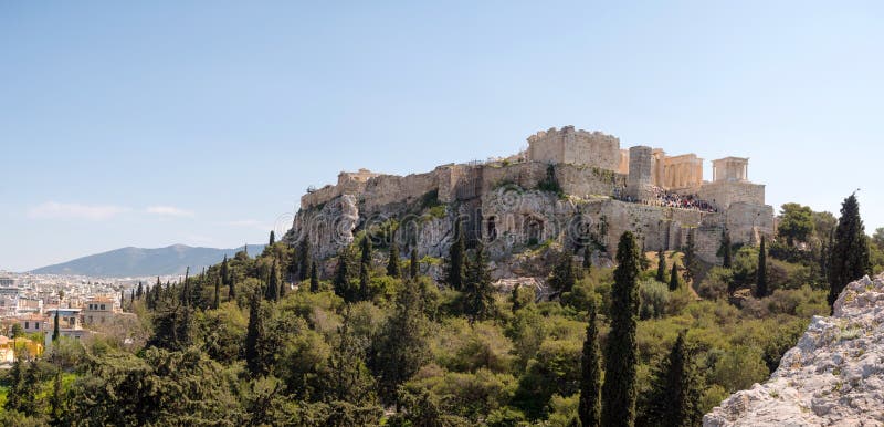 Acropolis Hill in Athens Greece Stock Image - Image of marble, park ...