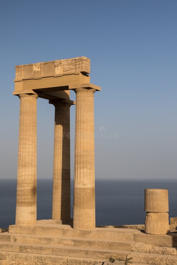 Acropolis of Lindos, Ancient Temple in Rhodes Stock Photo - Image of ...