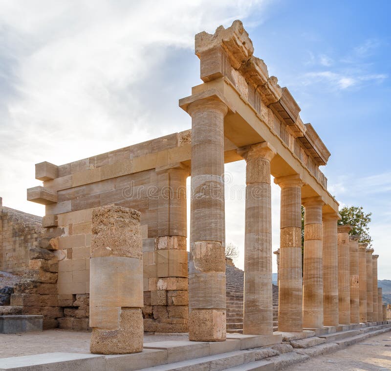 Acropolis of Lindos on Rhodes Island Stock Photo - Image of ...
