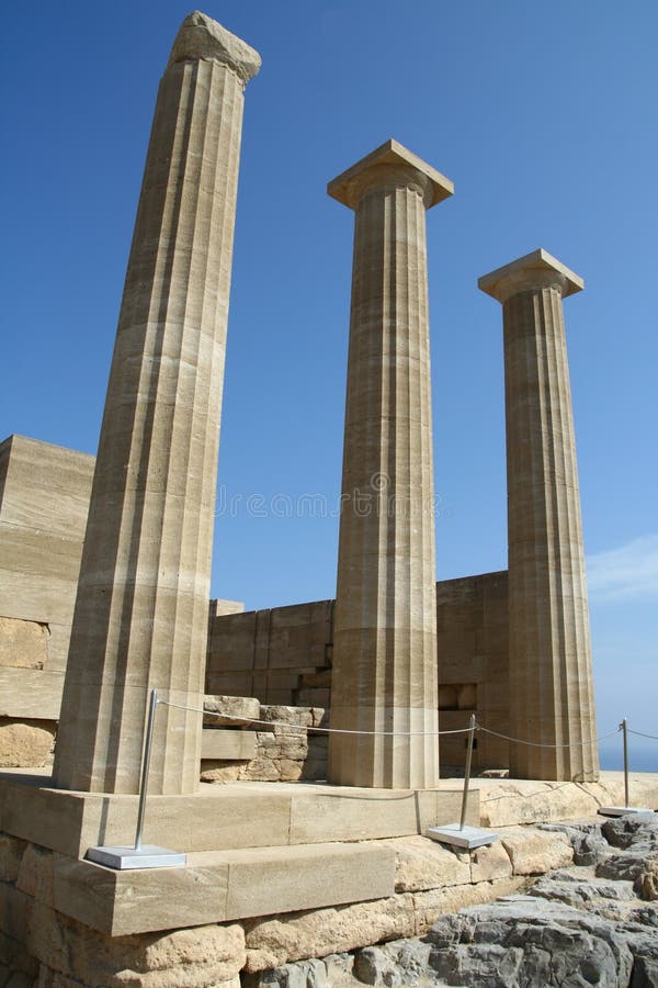 Acropolis in Lindos Town in Rhodes Stock Photo - Image of fort, dorians ...