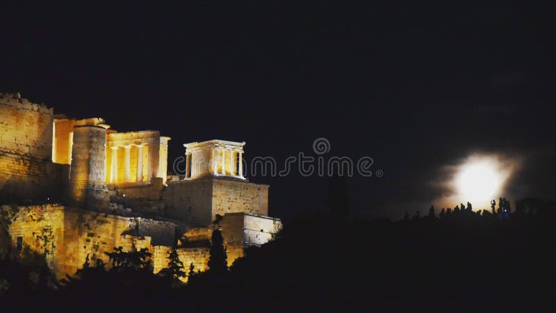 Acropolis moon stock photo. Image of acropolis, greece - 285234872