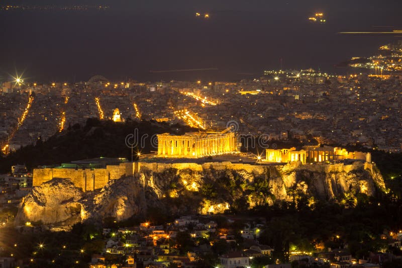 Acropolis by Night, Athens, Greece Stock Photo - Image of europe ...