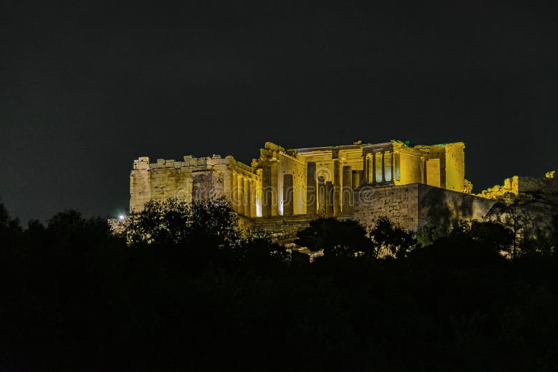 Acropolis Night Scene, Athens, Greece Stock Image - Image of historic ...