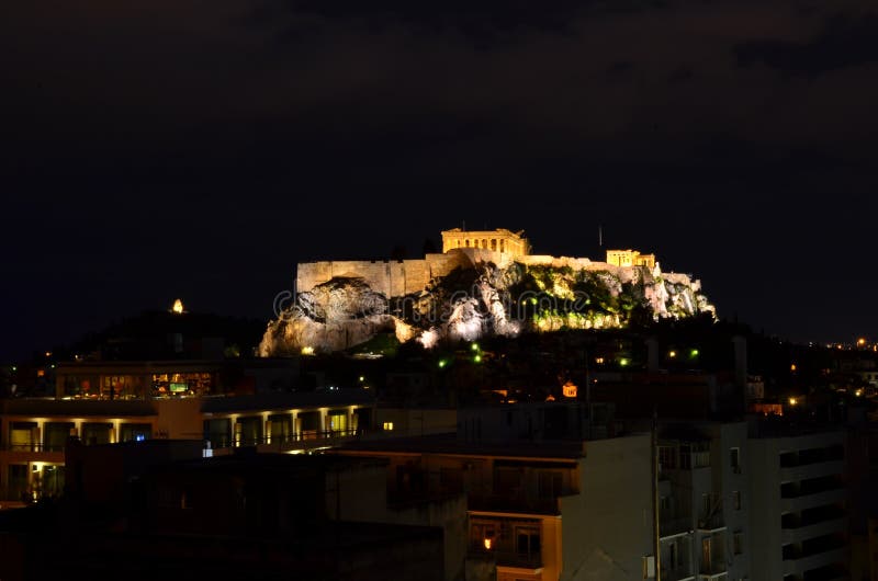 Acropolis at Night stock image. Image of floodlit, acropolis - 52089883