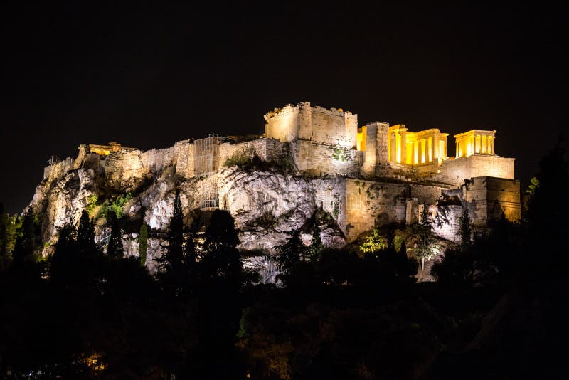 Acropolis at night stock image. Image of history, european - 135184463