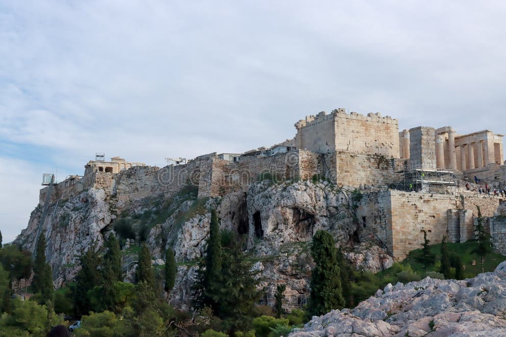 The Acropolis from the Outside Looking at the Foundation Stock Image ...