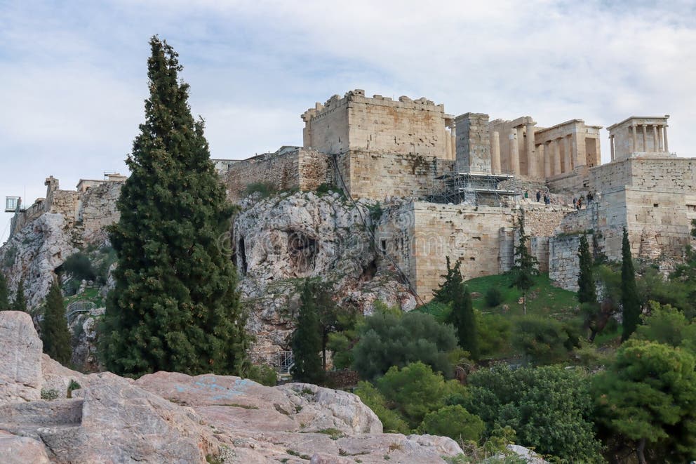 The Acropolis from the Outside Looking at the Foundation Stock Image ...